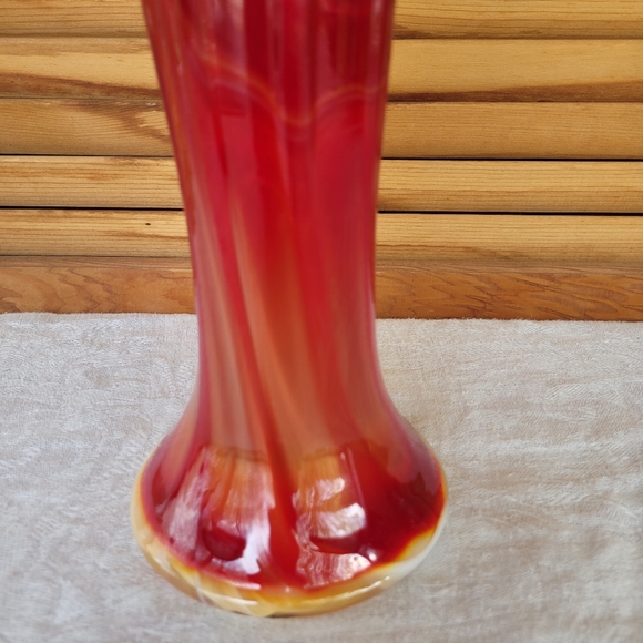 Vintage | Accents | Vintage Red Slag Glass 2 Swung Vase | Poshmark